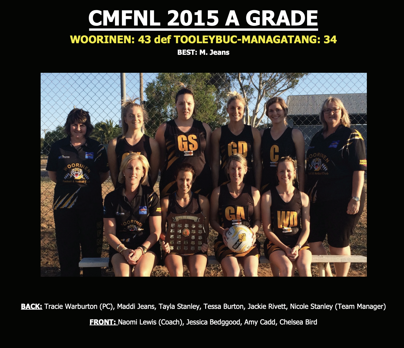 2015- A Grade | Woorinen Football Netball Club